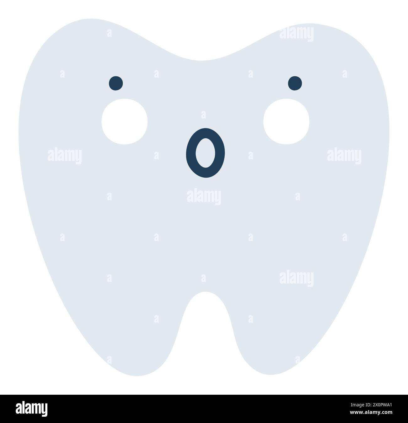 Gray excited tooth Emoji Icon. Cute tooth character. Object Medicine ...