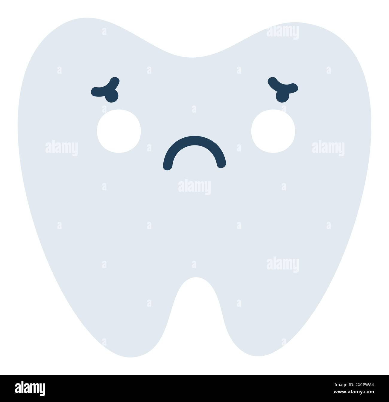 Gray sad tooth Emoji Icon. Cute tooth character. Object Medicine Symbol ...