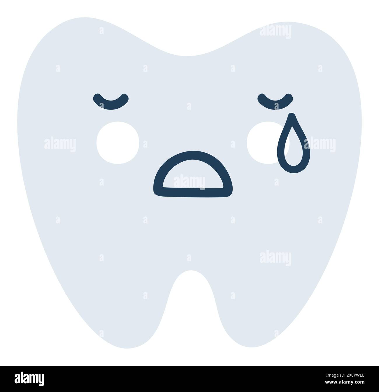 Gray crying tooth Emoji Icon. Cute tooth character. Object Medicine ...