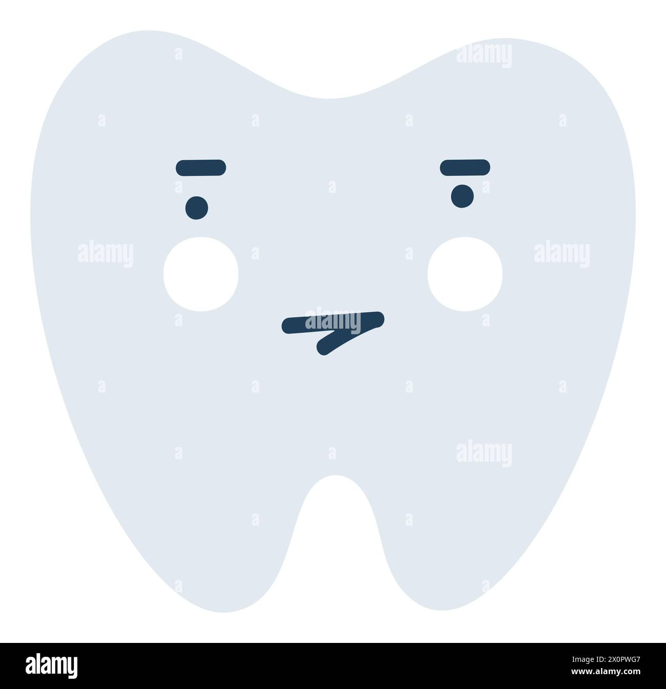 Gray bored tooth Emoji Icon. Cute tooth character. Object Medicine ...