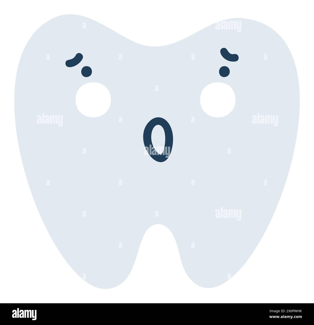 Gray worried tooth Emoji Icon. Cute tooth character. Object Medicine ...