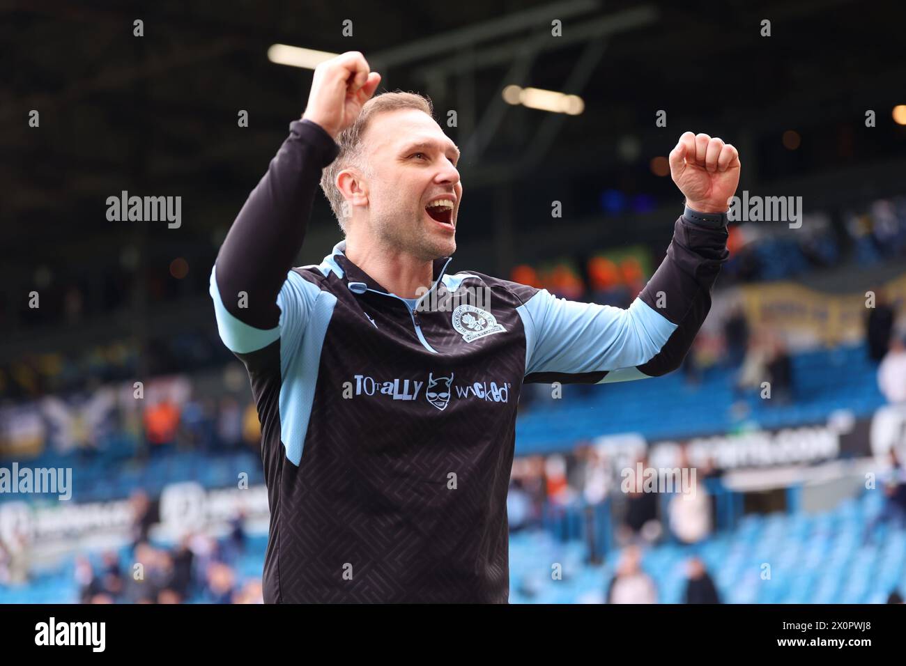 John Eustace, Blackburn Rovers manager, celebrates with the fans after ...