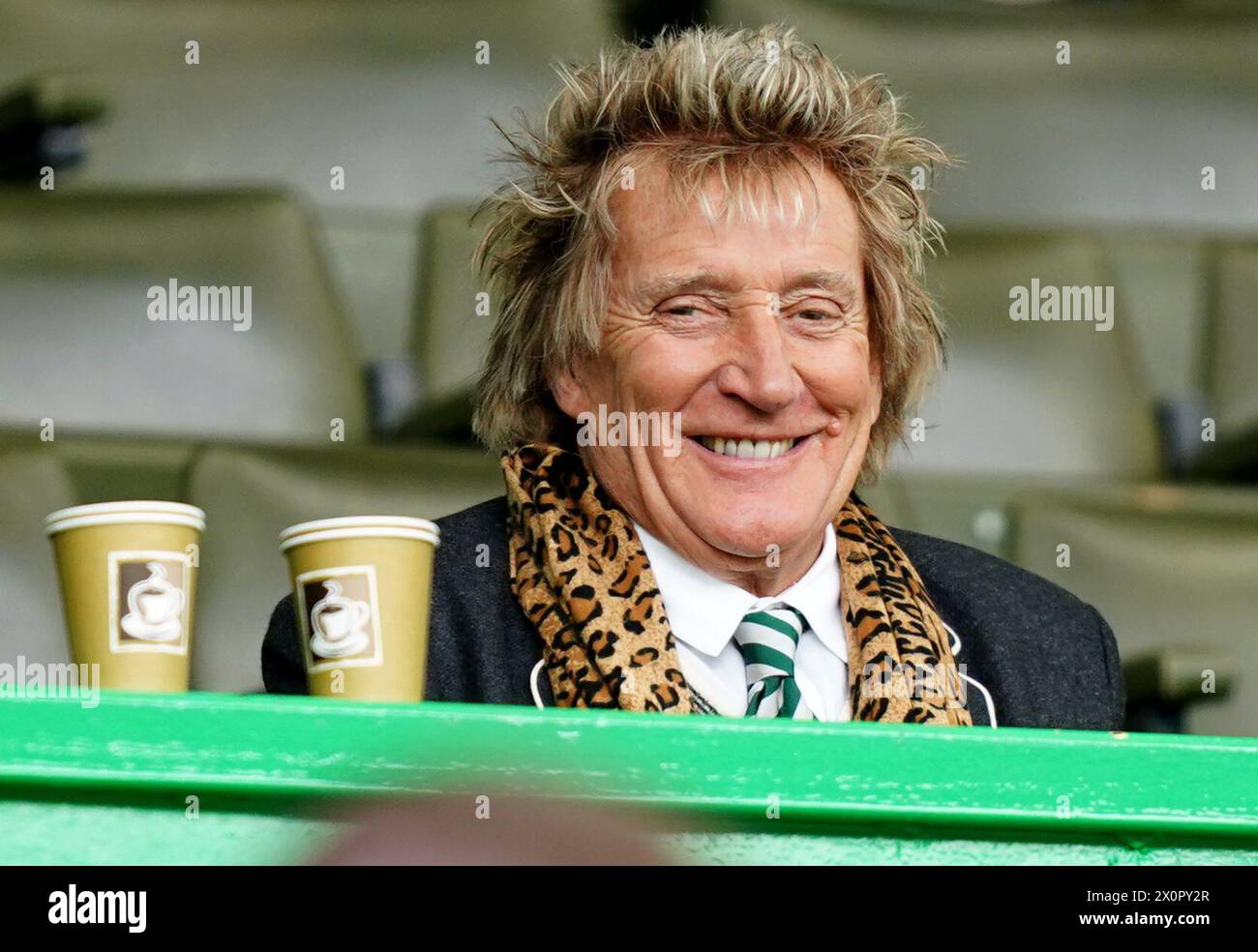 Rod Stewart attending the cinch Premiership match at Celtic Park ...