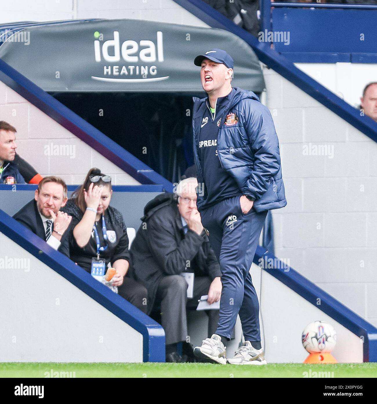 West Bromwich, UK. 13th Apr, 2024. Sunderland's interim manager, Mike ...