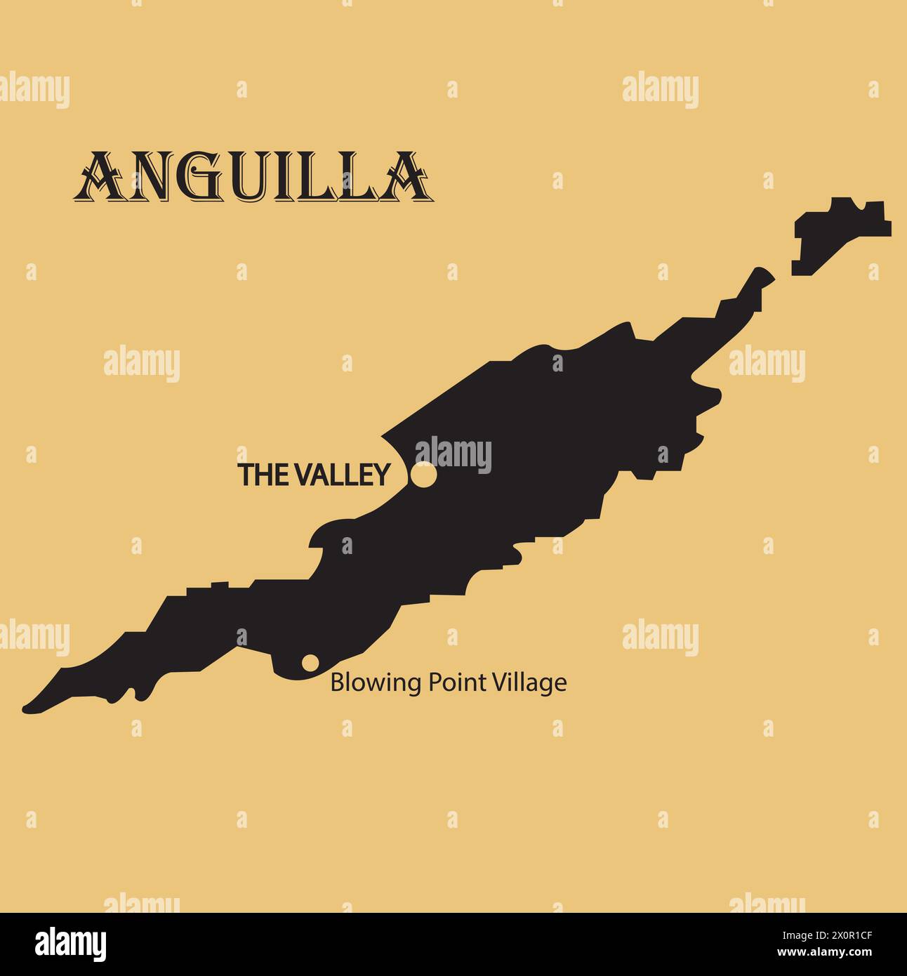 Anguilla vector outline map hi-res stock photography and images - Alamy
