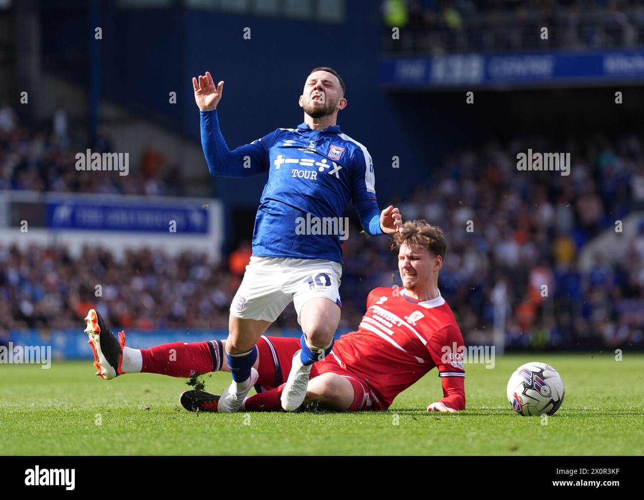 Ipswich Town's Conor Chaplin is brought down by Middlesbrough's Rav van ...