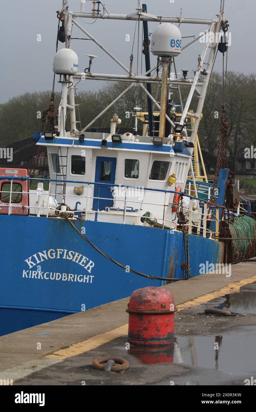 Kingfisher scallop fishing boat in harbour at Kirkcudbright Stock Photo ...