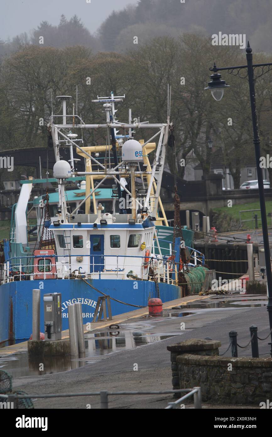 Kingfisher scallop fishing boat in harbour at Kirkcudbright Stock Photo ...