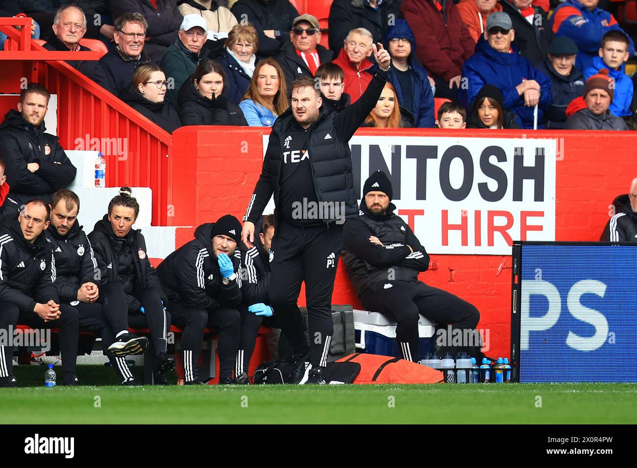 Pittodrie Stadium, Aberdeen, UK. 13th Apr, 2024. Scottish Premiership Football, Aberdeen versus ...