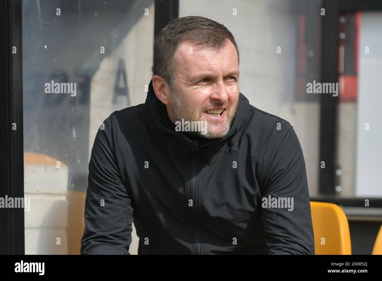 Cambridge, England. 13th Apr 2024. Charlton Athletic Manager Nathan ...
