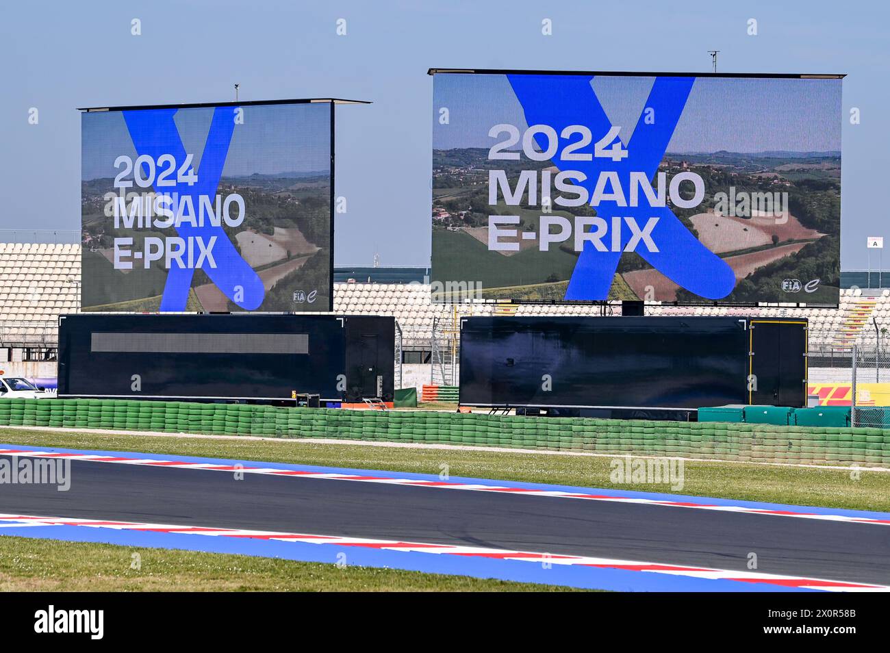 Misano, Italy. 13th Apr, 2024. Detail of ledwall of the Misano World ...