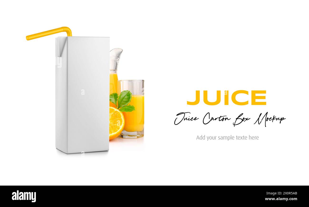 Juice Box Package with Straw Mockup on Isolated Background Stock Photo ...