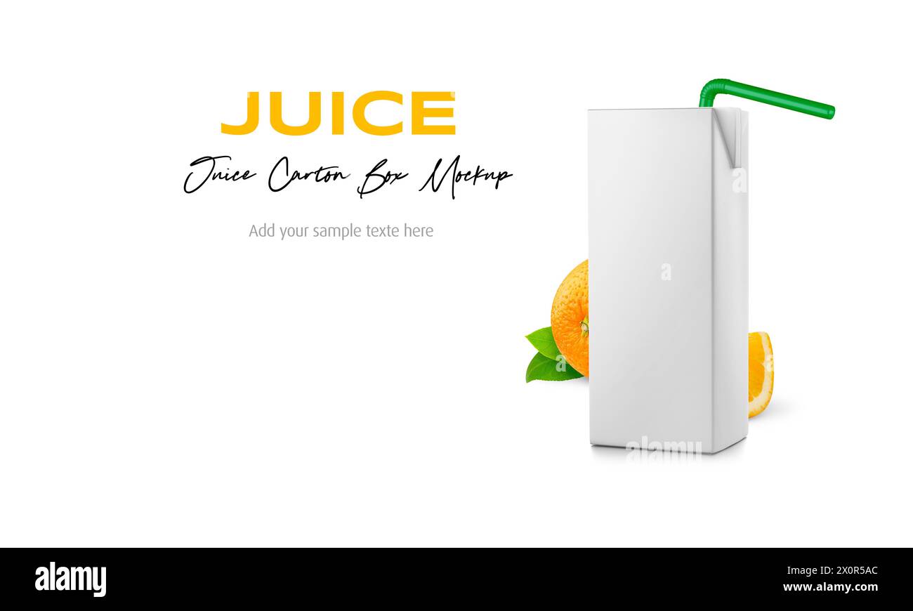 Juice Box Package with Straw Mockup on Isolated Background Stock Photo ...