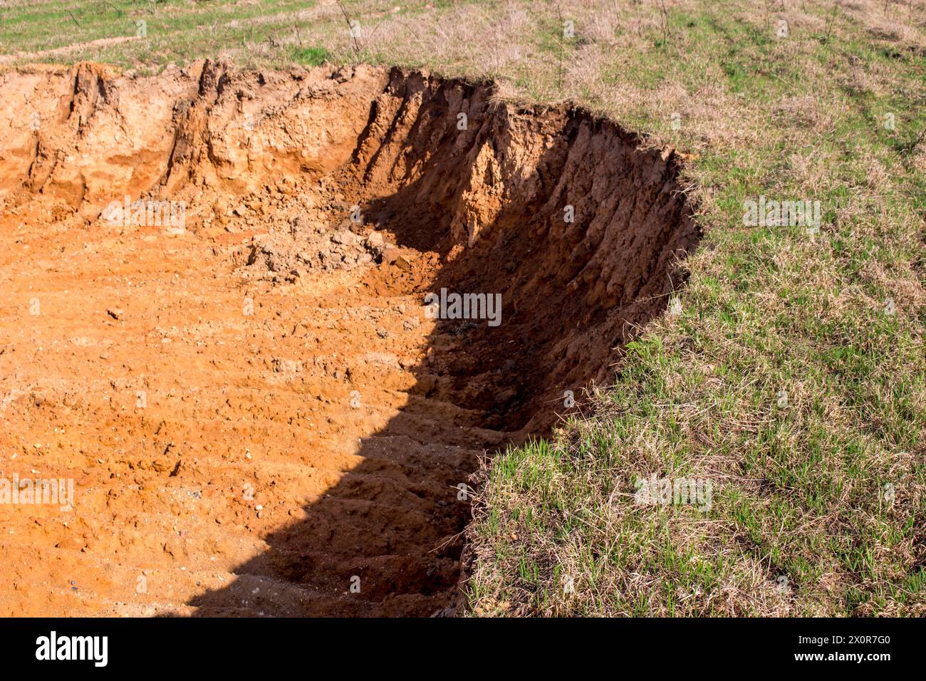 Pit dug excavator, development of sand pit Stock Photo - Alamy