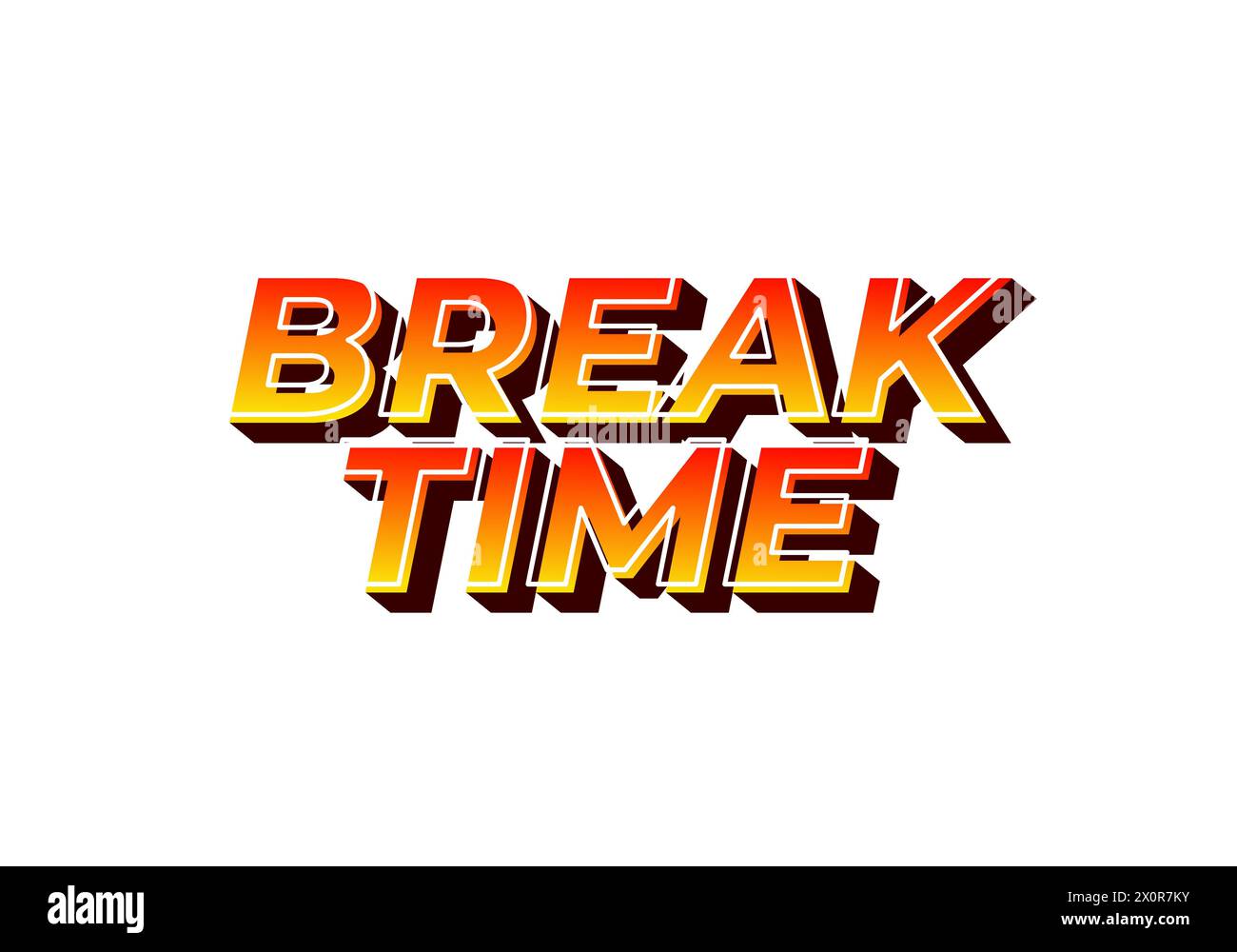 Break time. Text effect design in 3D look with eye catching colors ...