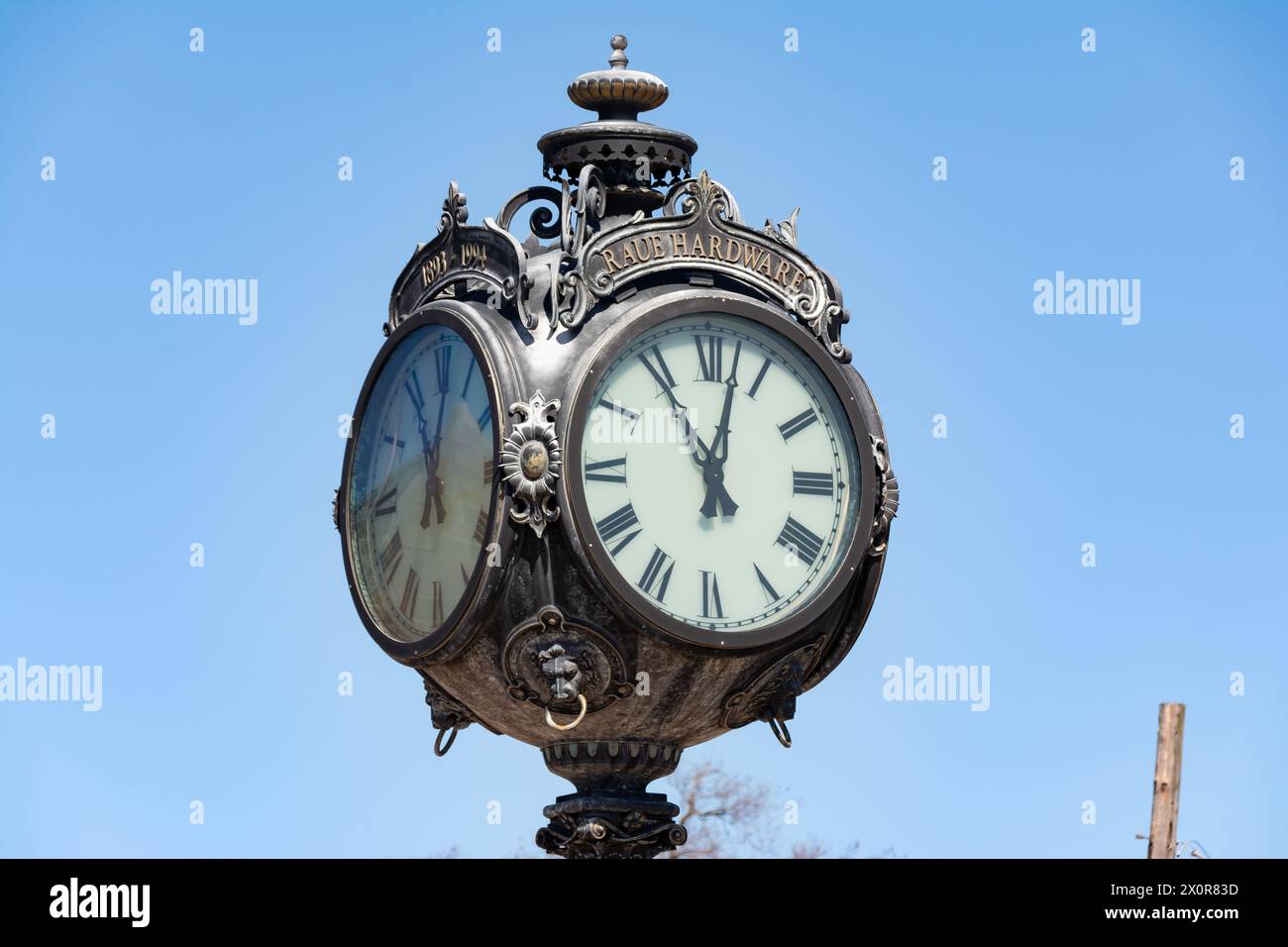 Crystal Lake, Illinois - United States - April 8th, 2024: Town clock in ...