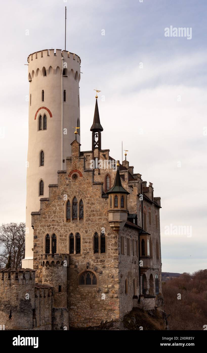 The unique places of the Swabian Alb in Germany. Castle Lichtenstein in ...