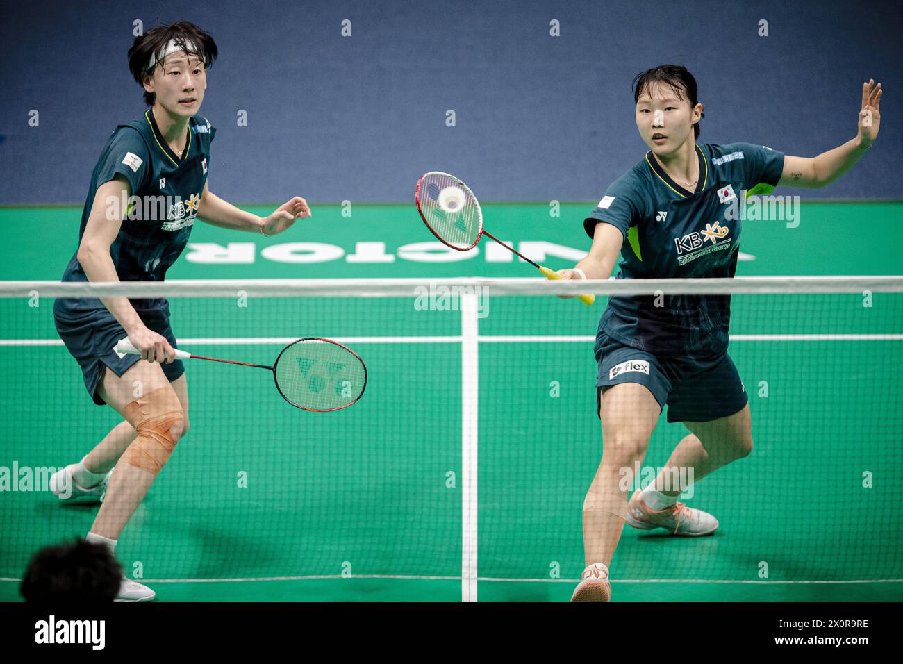 Ningbo, China's Zhejiang Province. 13th Apr, 2024. Baek Ha Na (R)/Lee So Hee of South Korea ...