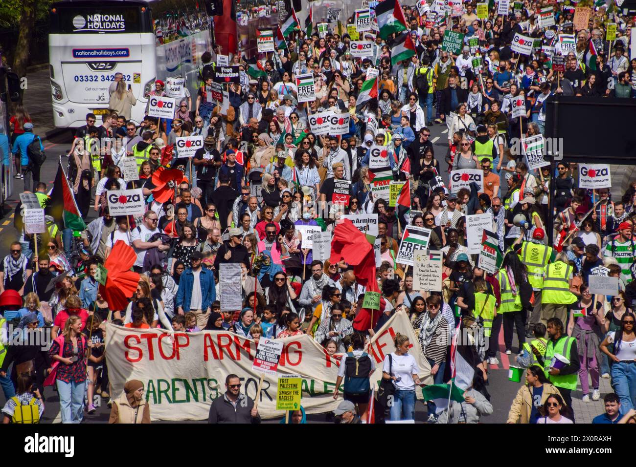 London, UK. 13th April 2024. Protesters on Victoria Embankment. Tens of ...