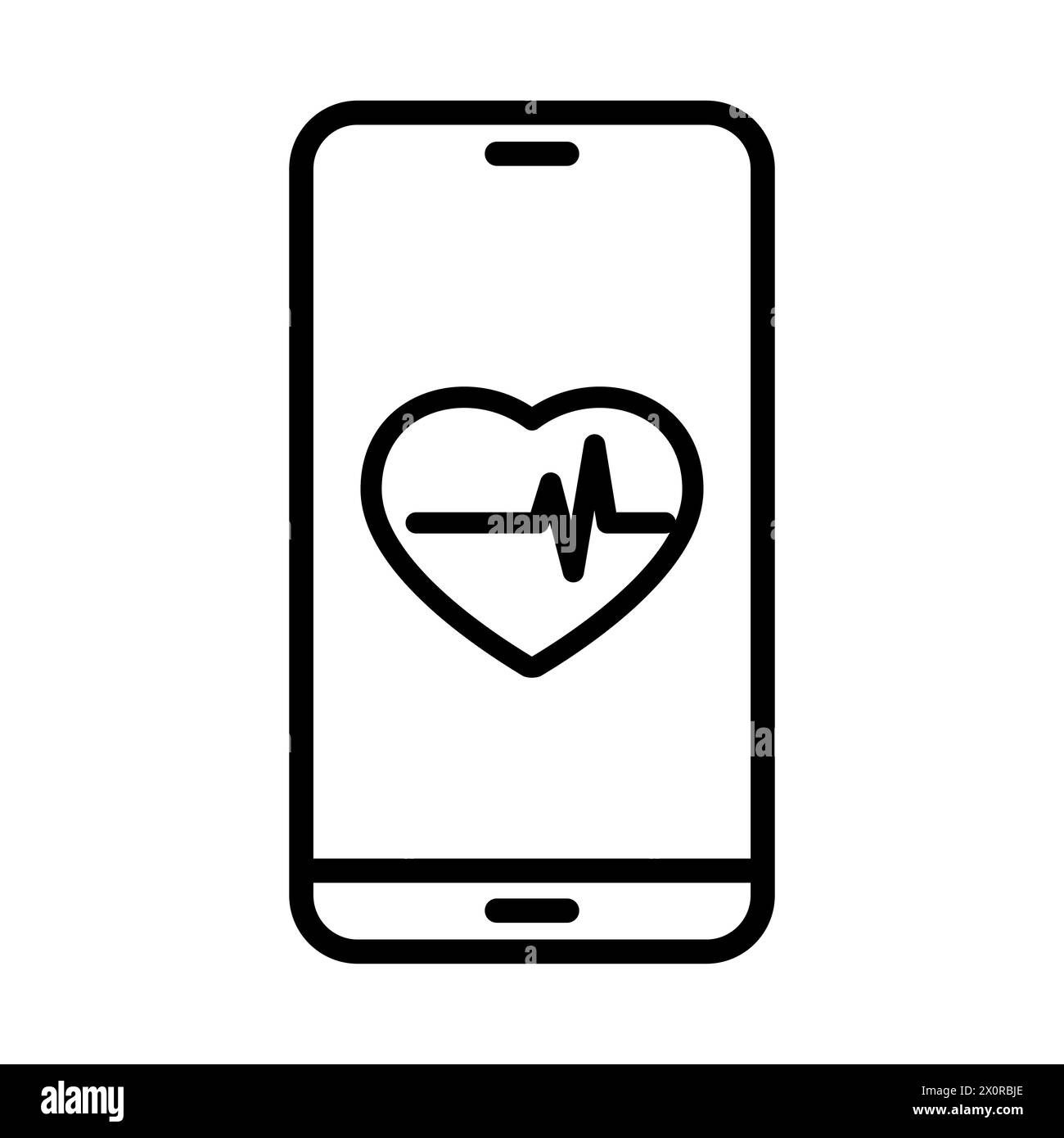 Outline smartphone heart symbol Cut Out Stock Images & Pictures - Alamy
