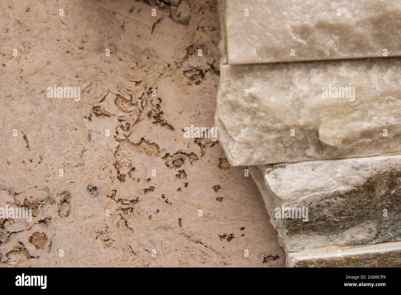 Natural wooden painted cork surface and beautiful beige structural ...