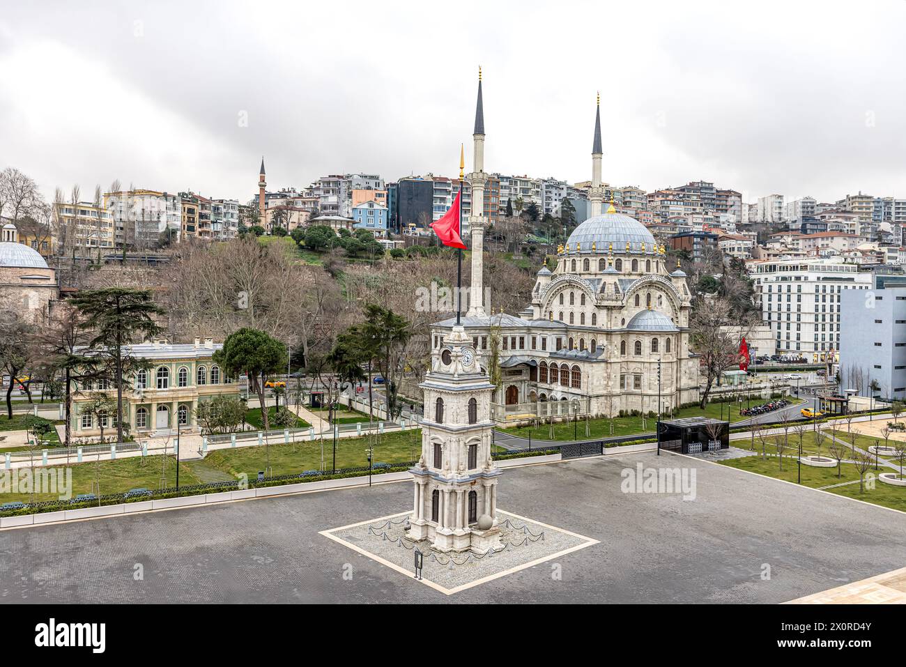 Karakoy Nusretiye Mosque and tophane clock tower. Nusretiye Mosque is ...