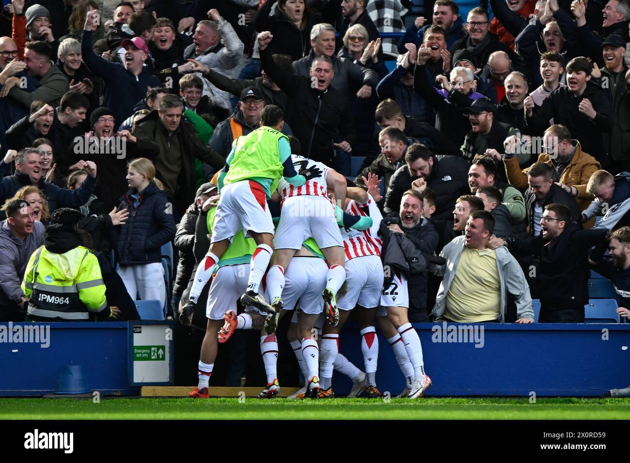 Stoke City celebrate a goal with travelling fans during the Sky Bet ...