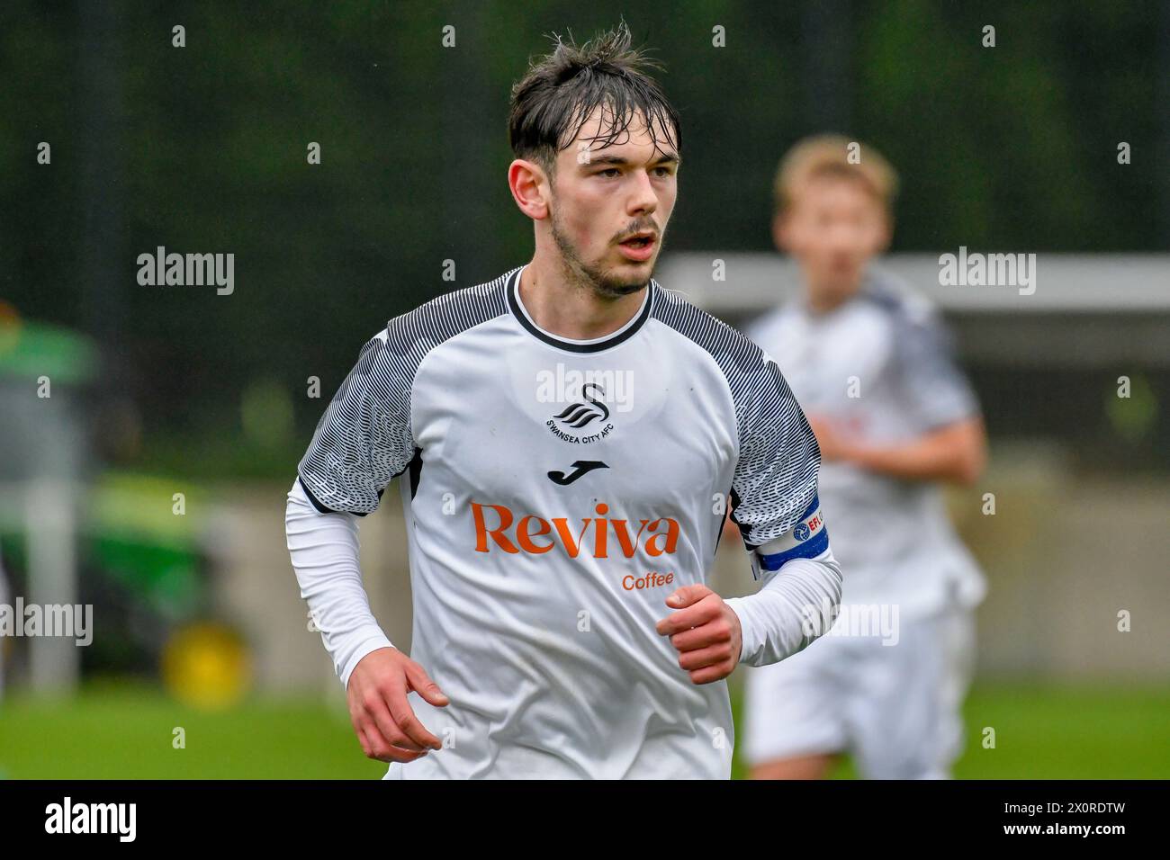 Landore, Swansea, Wales. 13 April 2024. Josh Pescatore of Swansea City ...