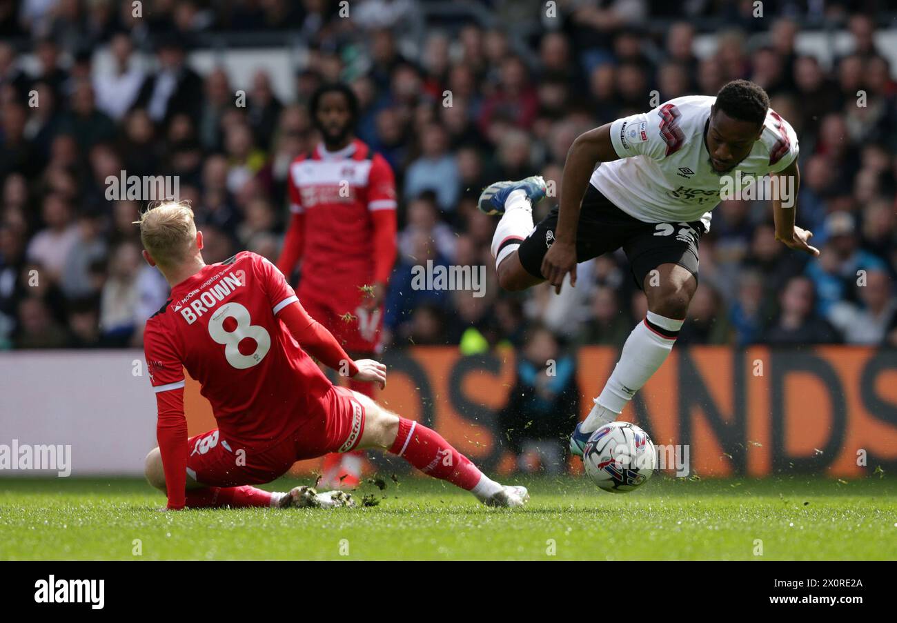 Derby County’s Edou Adams against Leyton Orient Jordan Brown during the ...