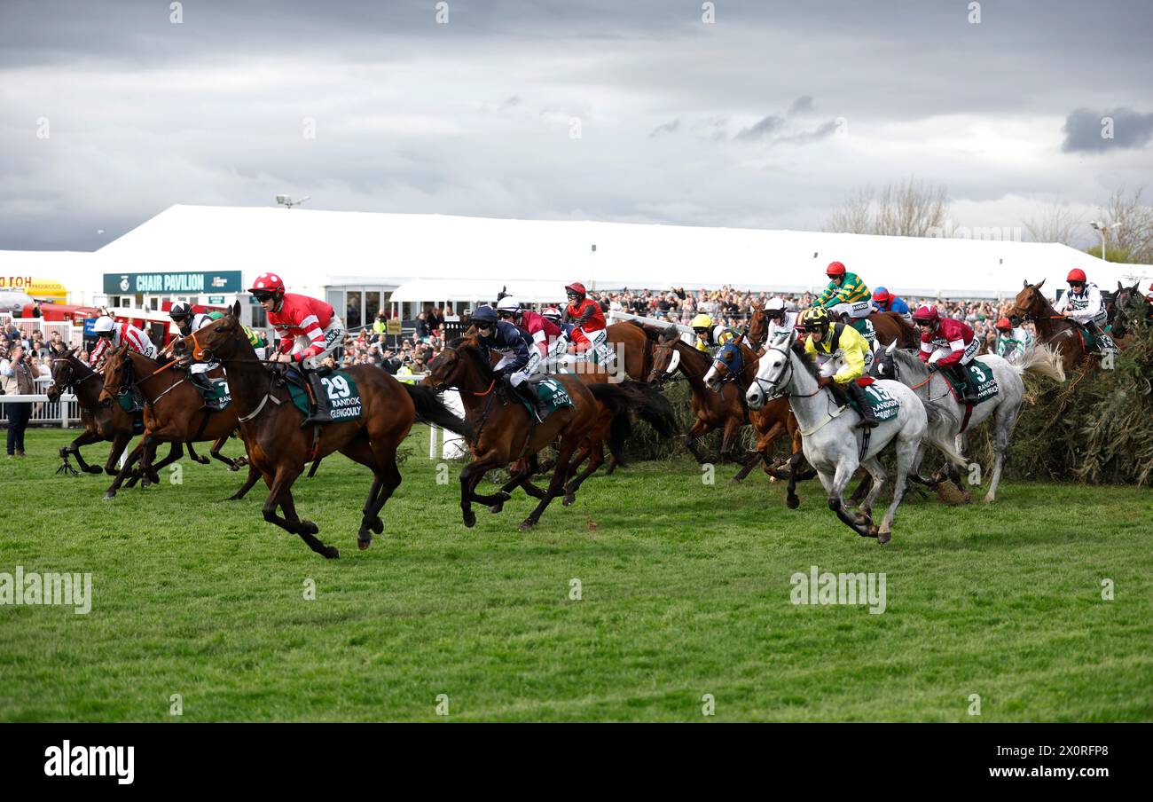 Runners and riders jumping The Chair in the Randox Grand National ...
