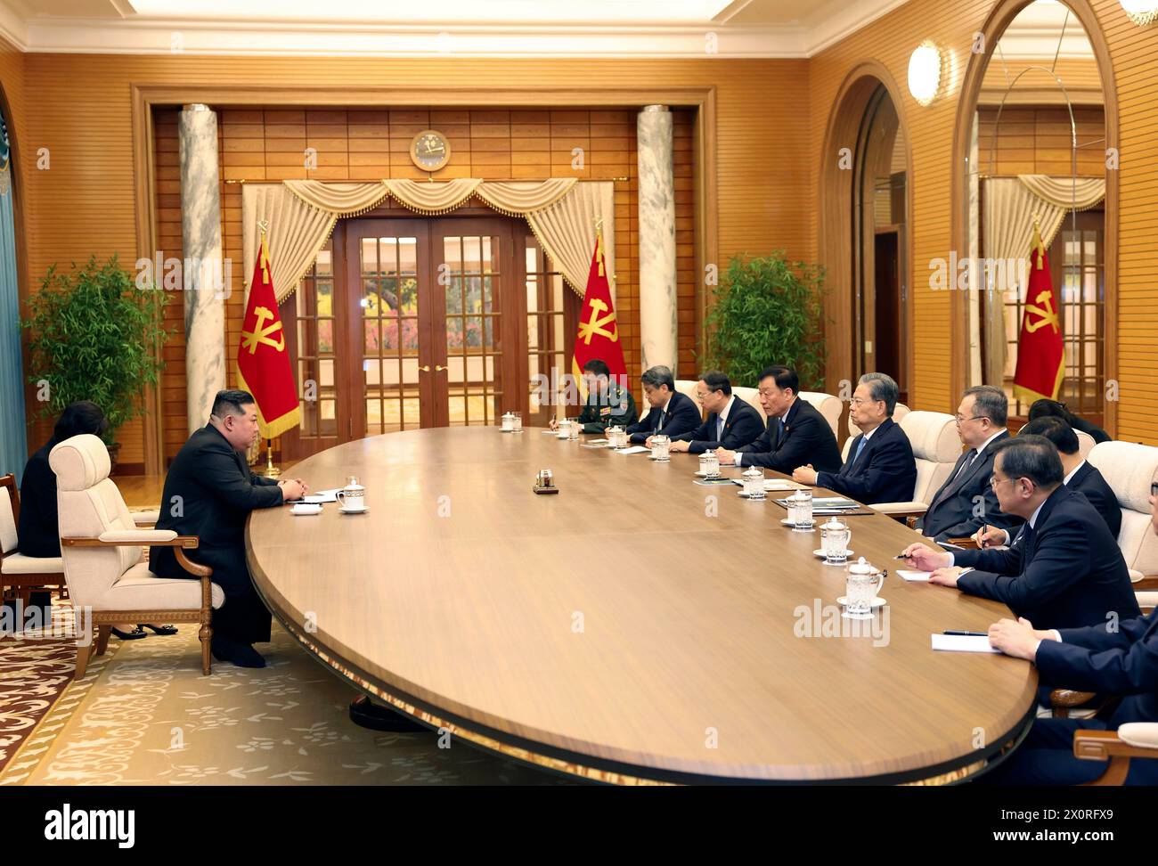 Pyongyang, DPRK. 13th Apr, 2024. Zhao Leji, a member of the Standing ...