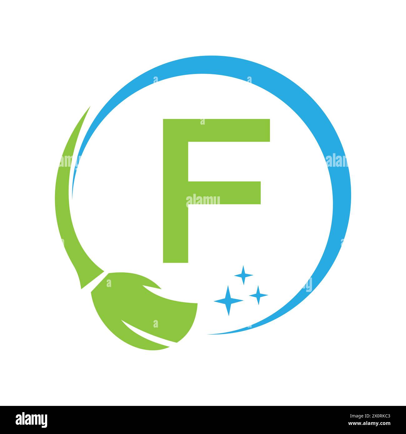 House Clean Logo On Letter F With Clean Brush and Water Symbol. Maid ...