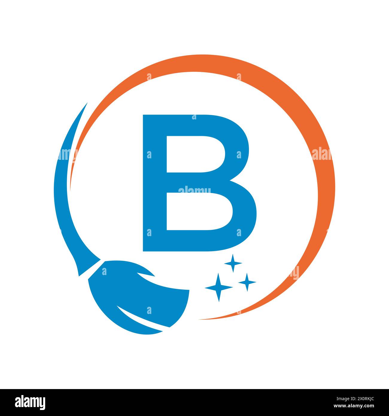 House Clean Logo On Letter B With Clean Brush and Water Symbol. Maid ...
