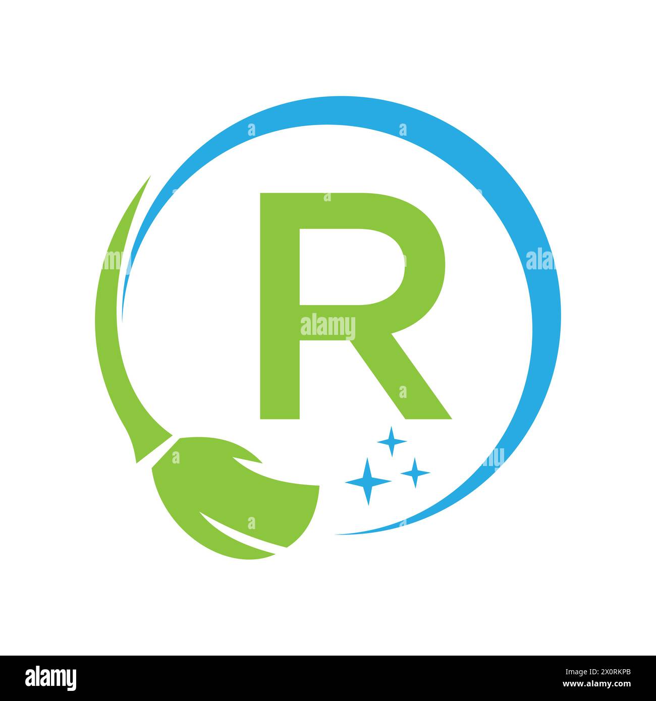 House Clean Logo On Letter R With Clean Brush and Water Symbol. Maid ...