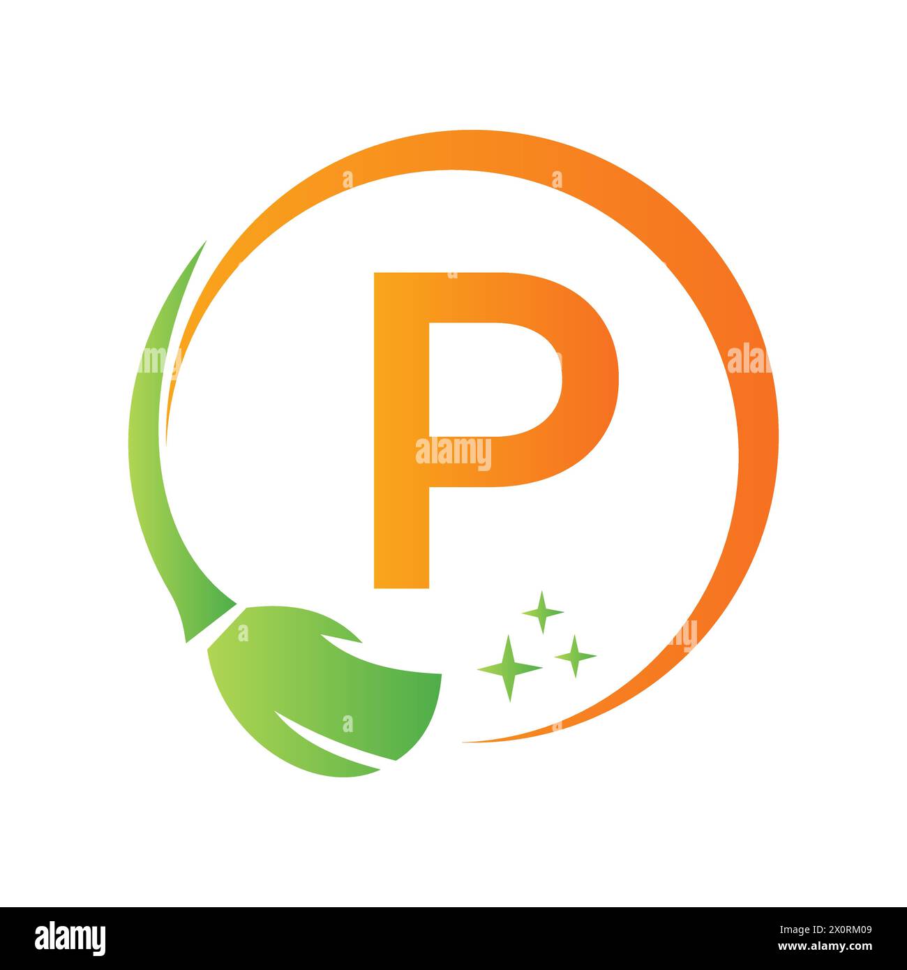 House Clean Logo On Letter P With Clean Brush and Water Symbol. Maid ...