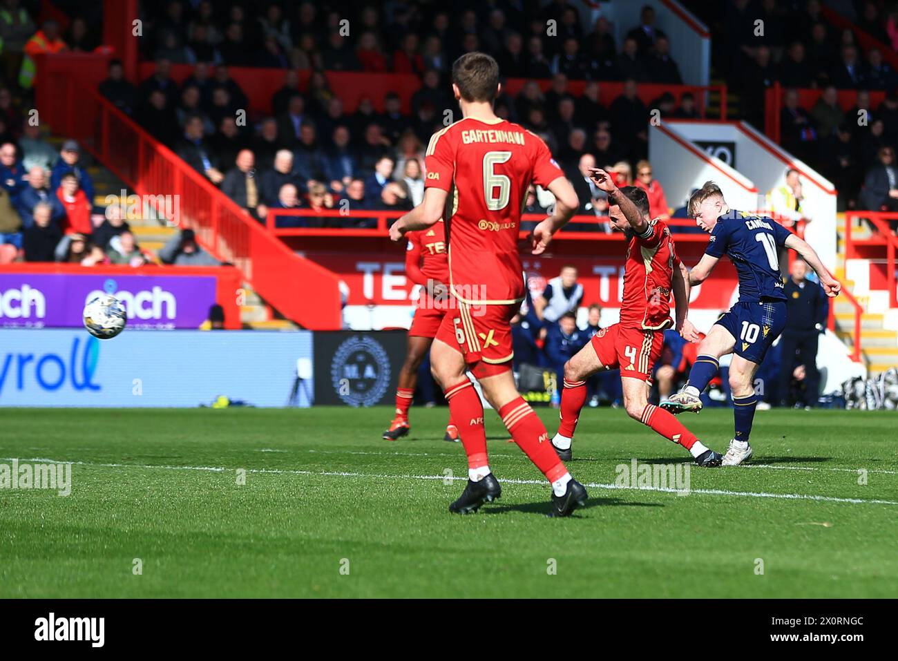 Pittodrie Stadium, Aberdeen, UK. 13th Apr, 2024. Scottish Premiership Football, Aberdeen versus ...