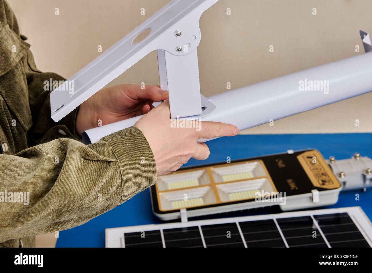 Assembly table for assembling LED street lighting with solar panel ...