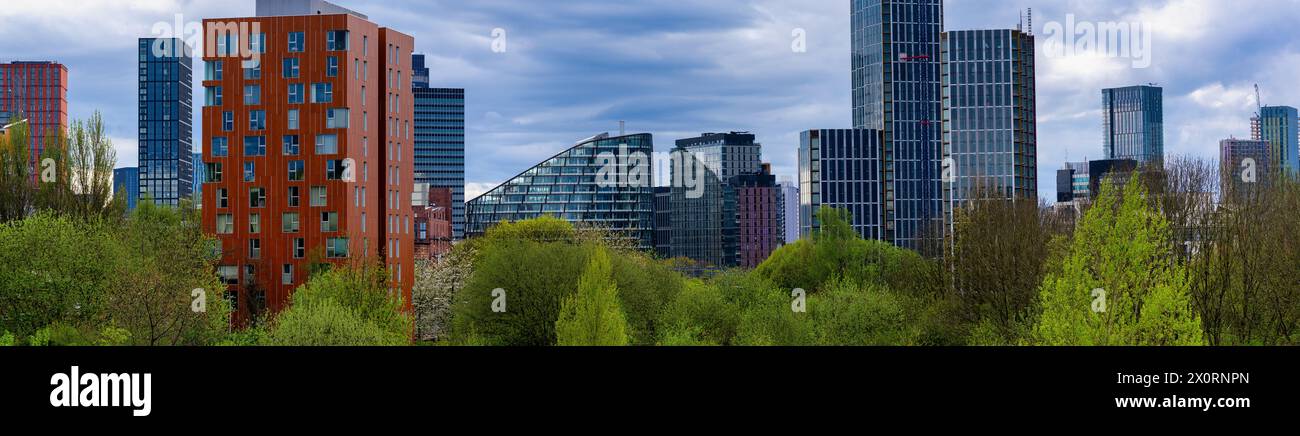 Panoramic view of Manchester Skyline on a spring day Stock Photo - Alamy