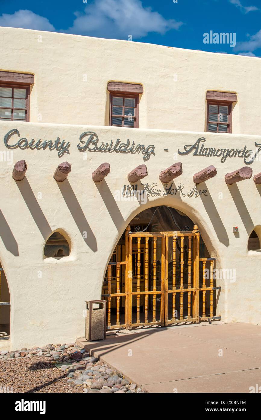 The County Building in downtown Alamogordo, NM - built in the Pueblo ...