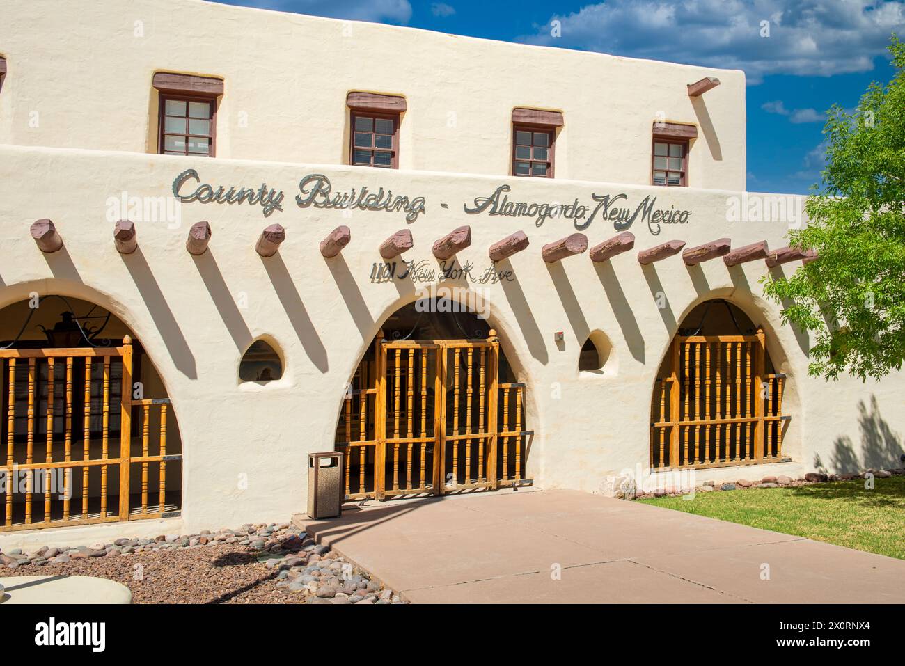 The County Building in downtown Alamogordo, NM - built in the Pueblo ...
