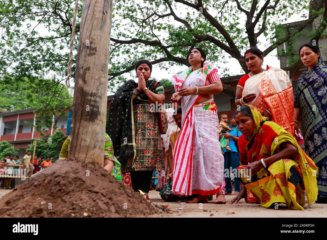 April 13, 2024, Dhaka, Bangladesh: Hindu people perform rituals during ...