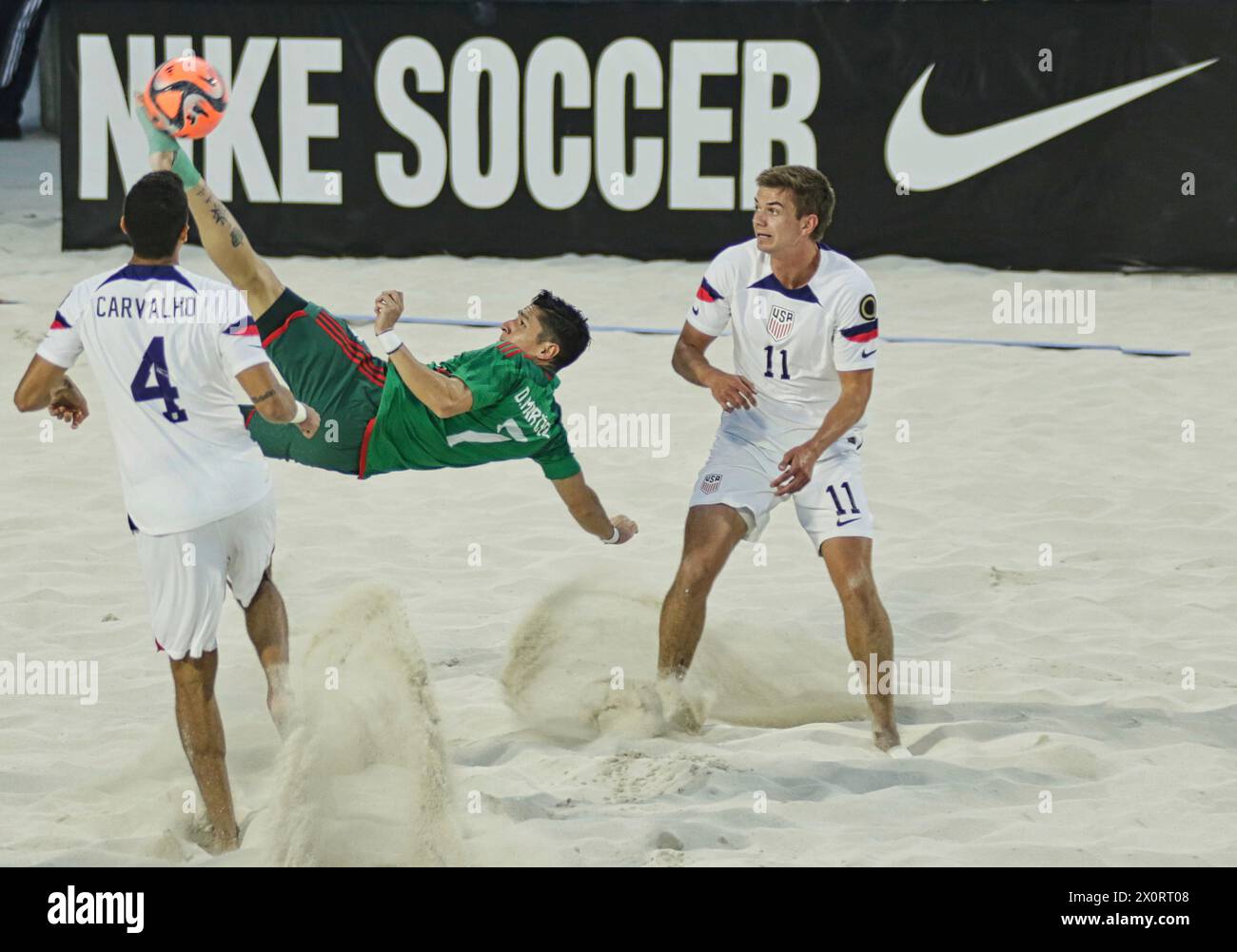 Team Colombia paying against Team Costa Rica in Beach Soccer 2023 ...