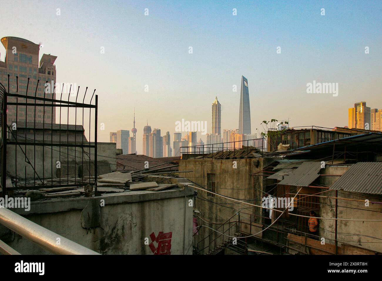 Shanghai China, Oct 14 2008. City Skyline showing old downtown and the ...