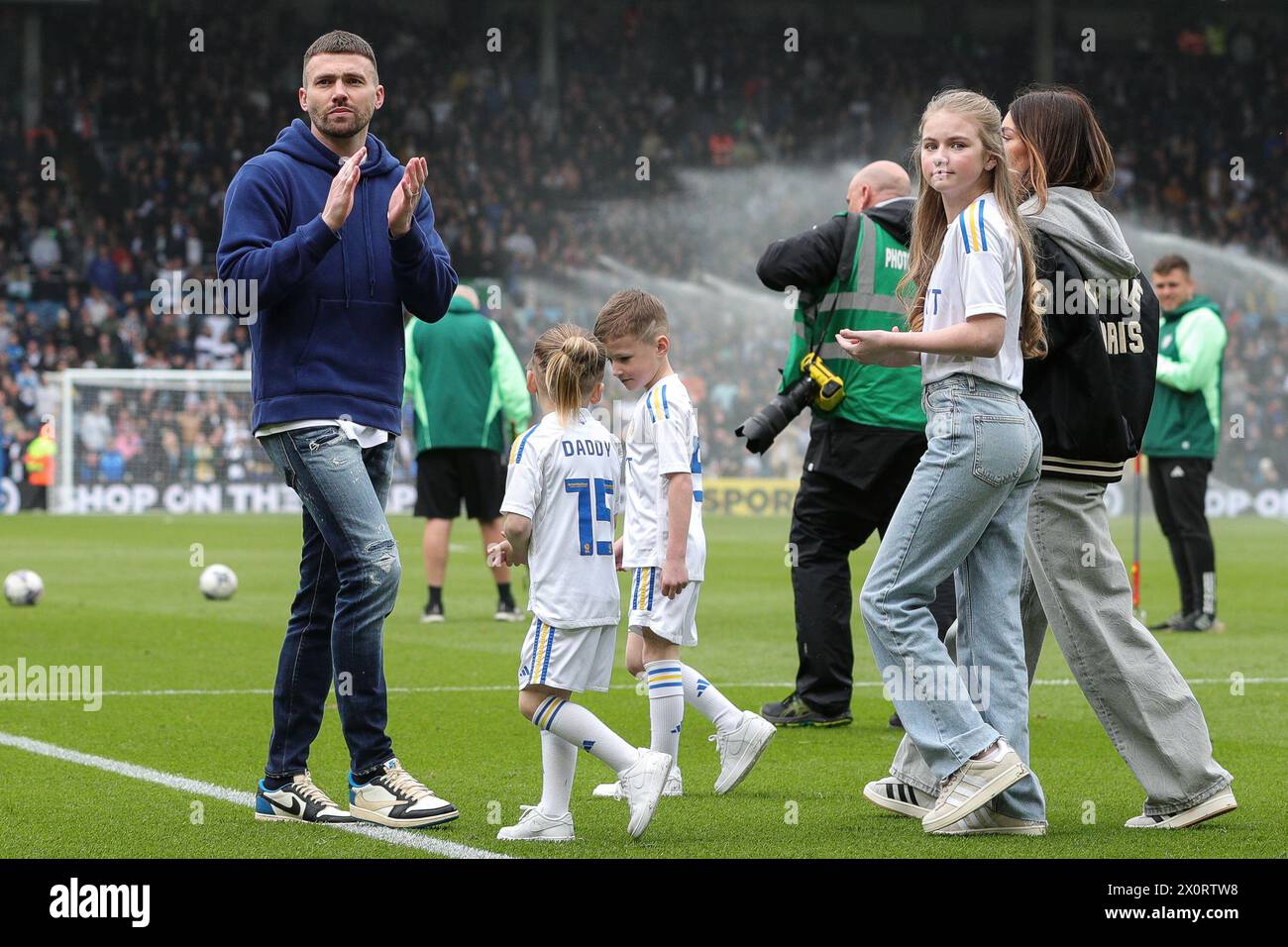 Stuart Dallas of Leeds United does a lap of honour inside Elland Road ...