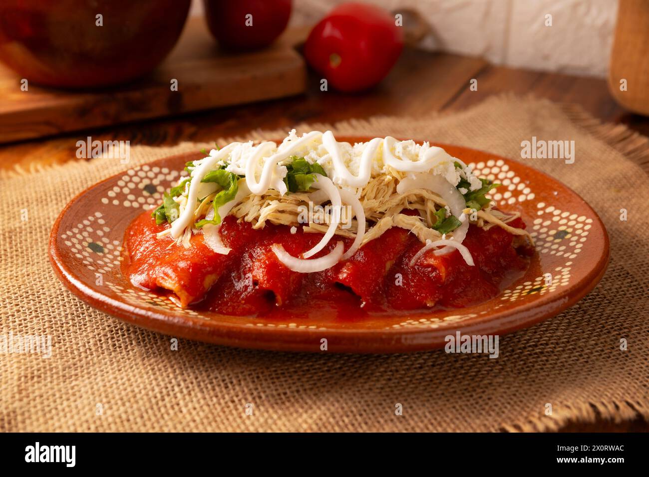 Entomatadas. Also known as Enjitomatadas, a typical dish of Mexican ...
