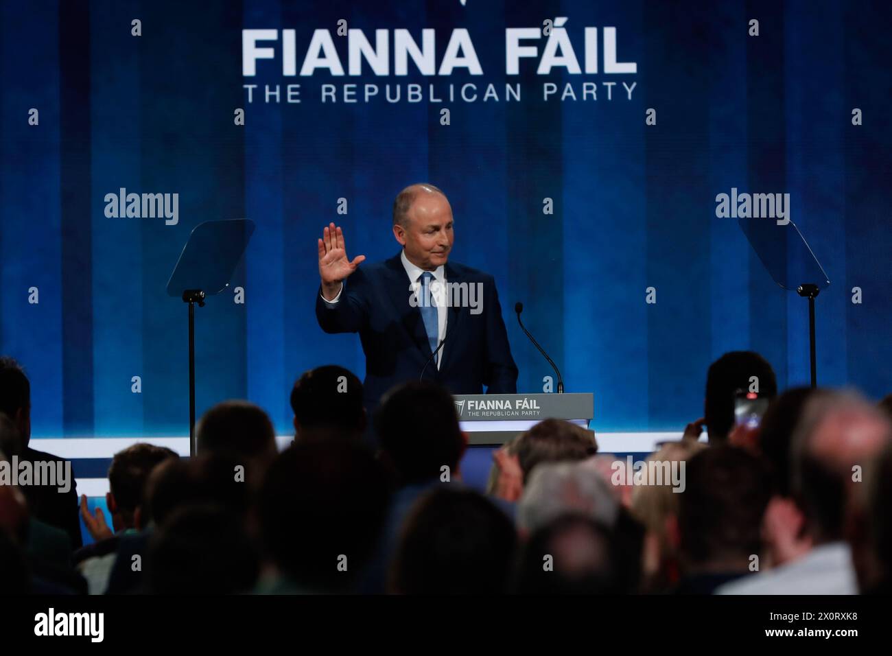 Tanaiste Micheal Martin after speaking at the Fianna Fail Ard Fheis, at the Dublin Royal ...