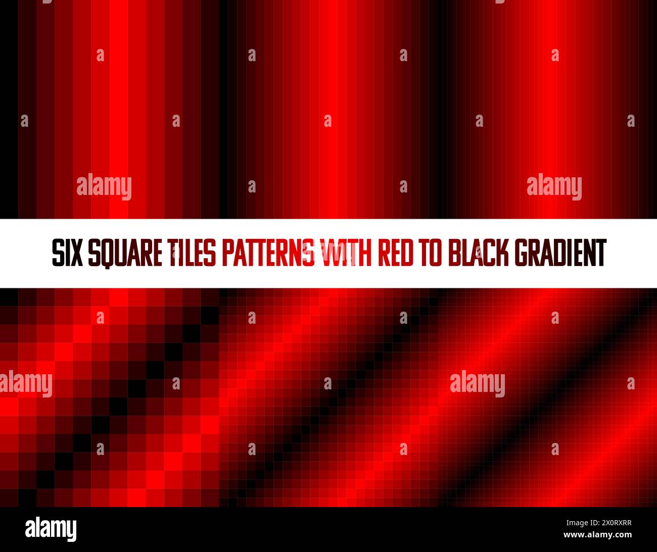 Red to black in square tiles, seamless vector pattern, monochromatic ...
