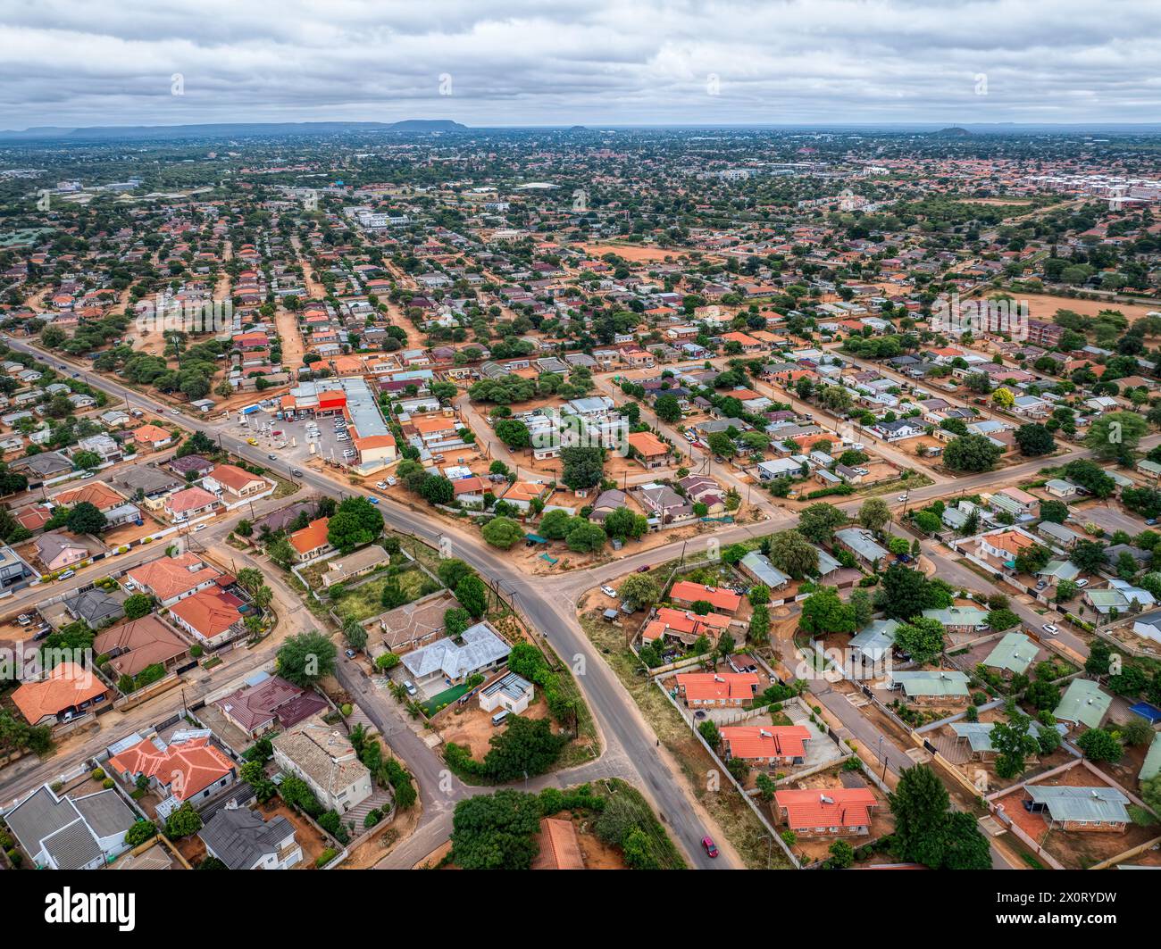 aerial view of residential area in Gaborone the capital of Botswana ...