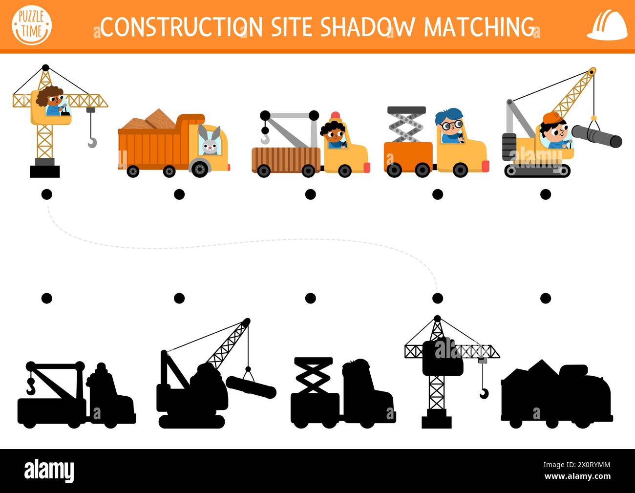 Construction site shadow matching activity with special transport ...