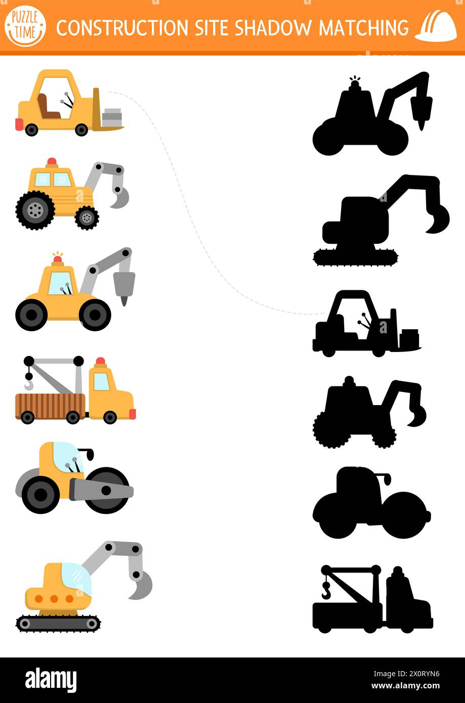 Construction site shadow matching activity with special transport ...